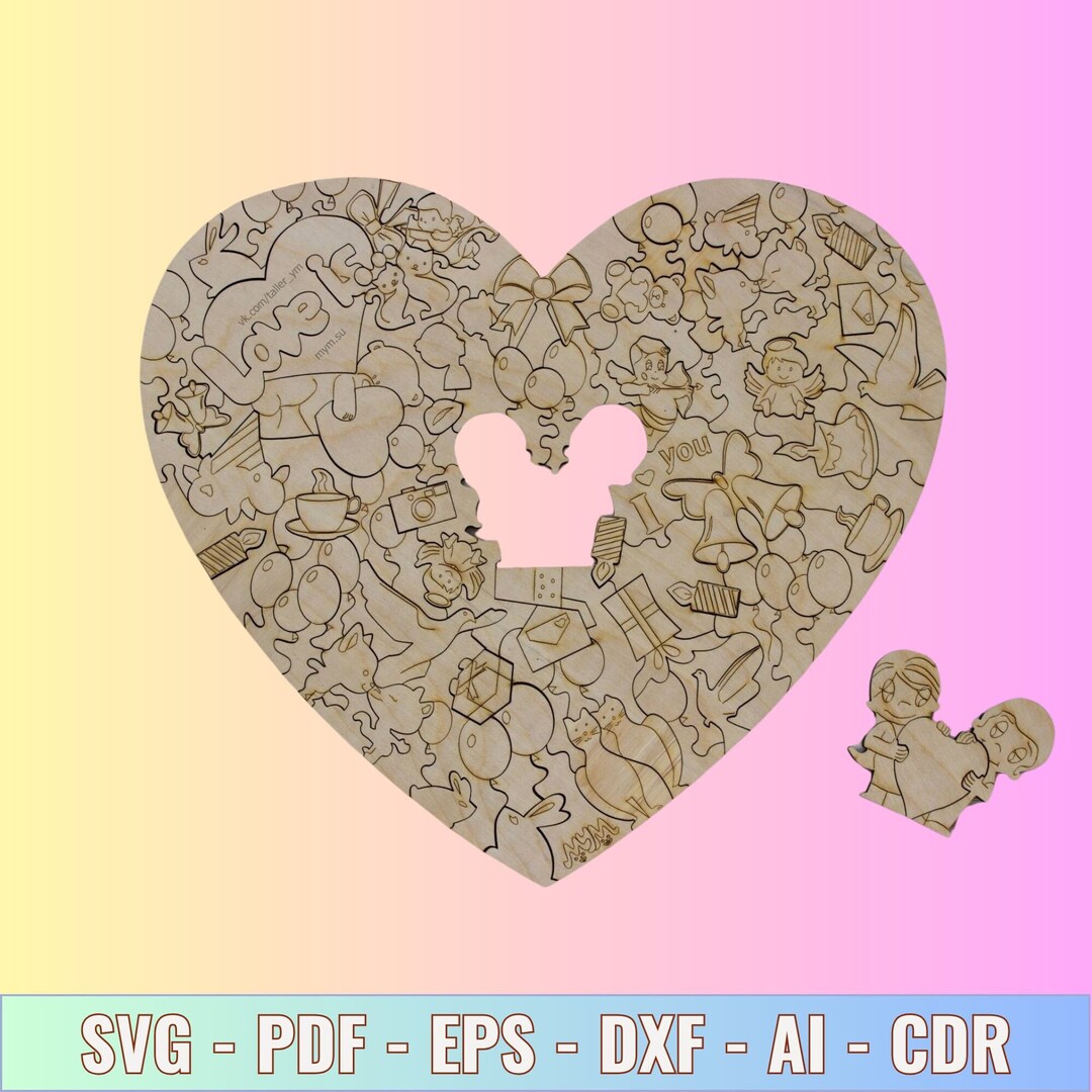 Laser Cut Jigsaw Puzzle Love SVG - 3D Puzzle Digital Files for ...