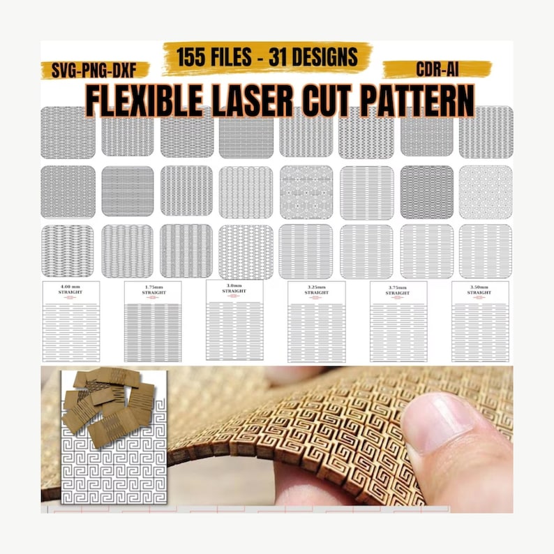 Flexible Living Hinge Laser Cut Files for Glowforge, Lightburn, Xtool ...