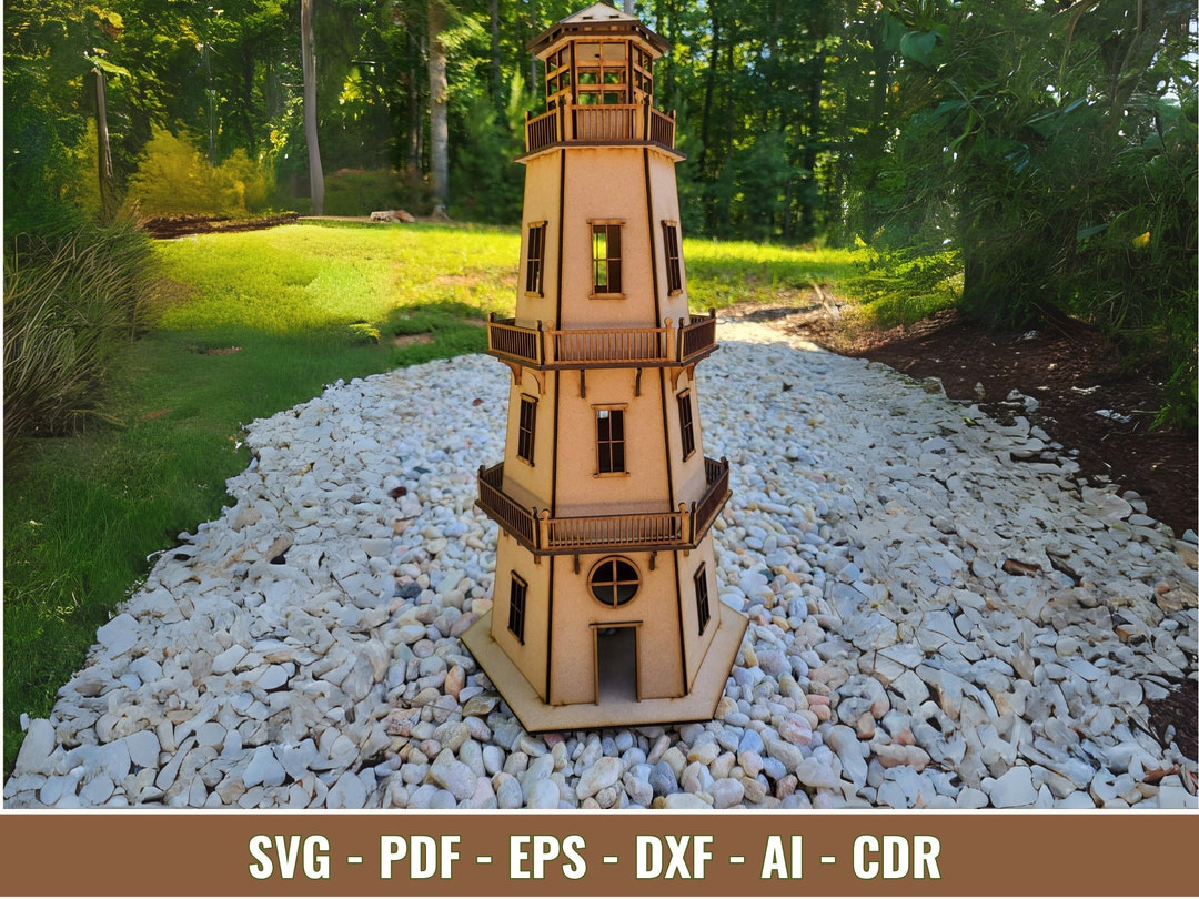 Laser-cut Lighthouse 3D Puzzle Vector File - DIY Cdr, Dxf, EPS for Laser Cutting or CNC ...