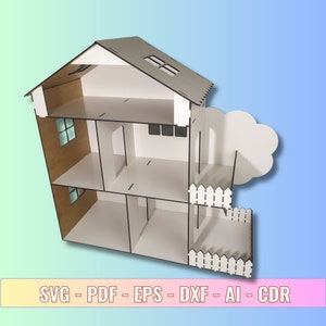 Laser Cut Dollhouse Kit - Interactive Play Doll House Template, 4mm ...