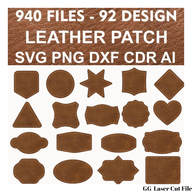 940 File Leather Patch Design Bundle,92 Unique Designs,hat Patches Svg ...