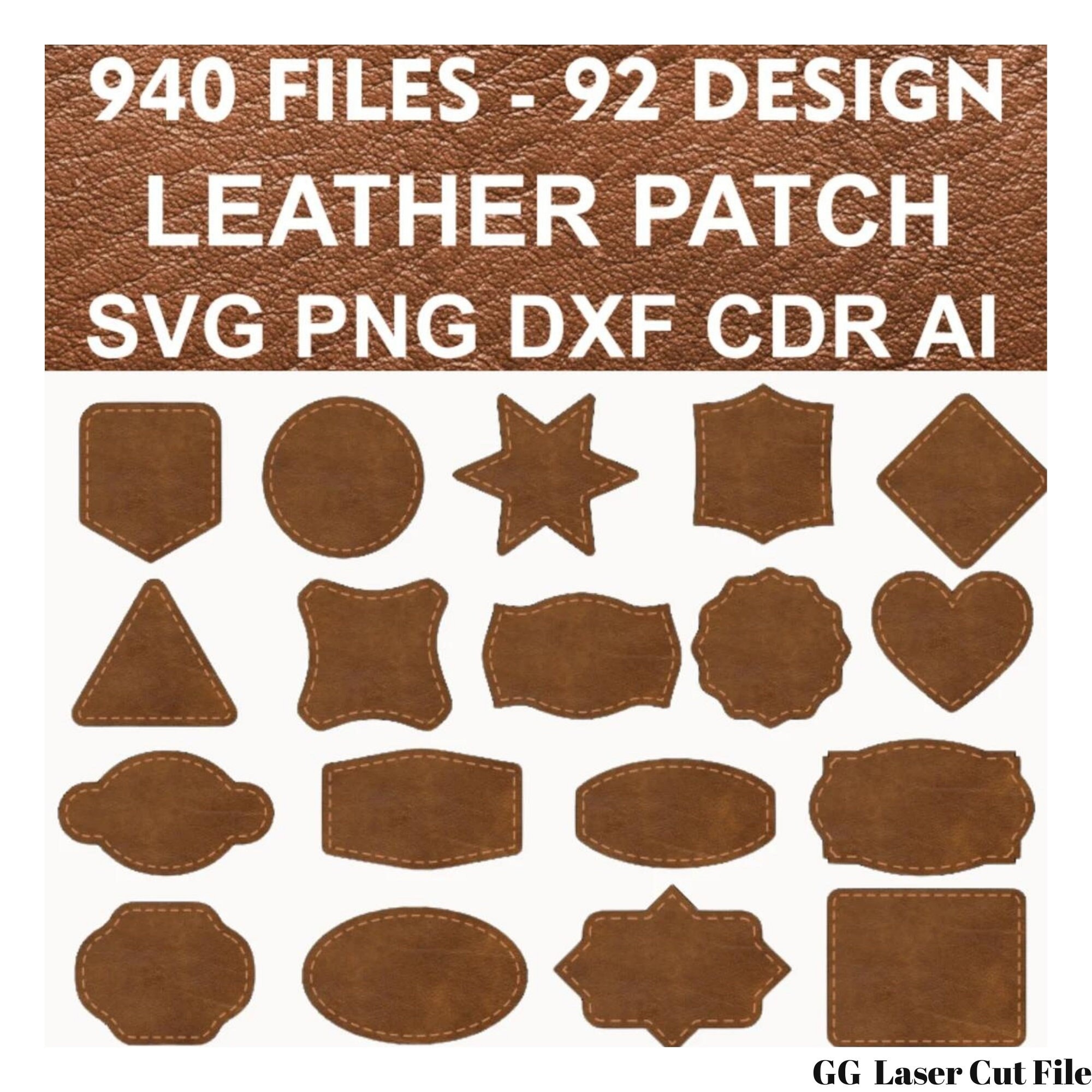 940 File Leather Patch Design Bundle,92 Unique Designs,hat Patches Svg ...