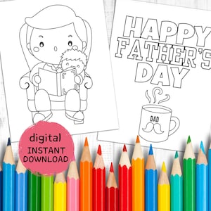 Fathers Day Kids Coloring Pages, Classroom Printable, Kindergarten ...