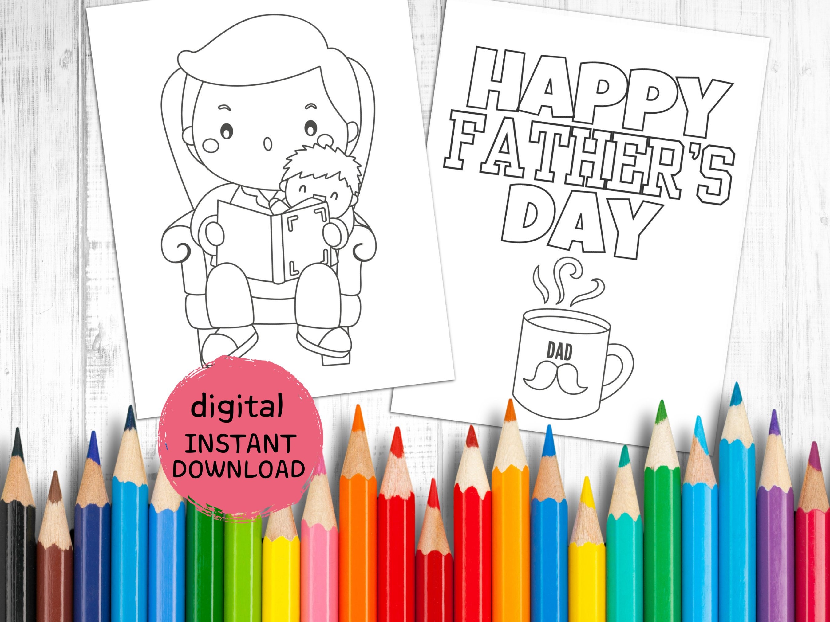 Fathers Day Kids Coloring Pages, Classroom Printable, Kindergarten ...