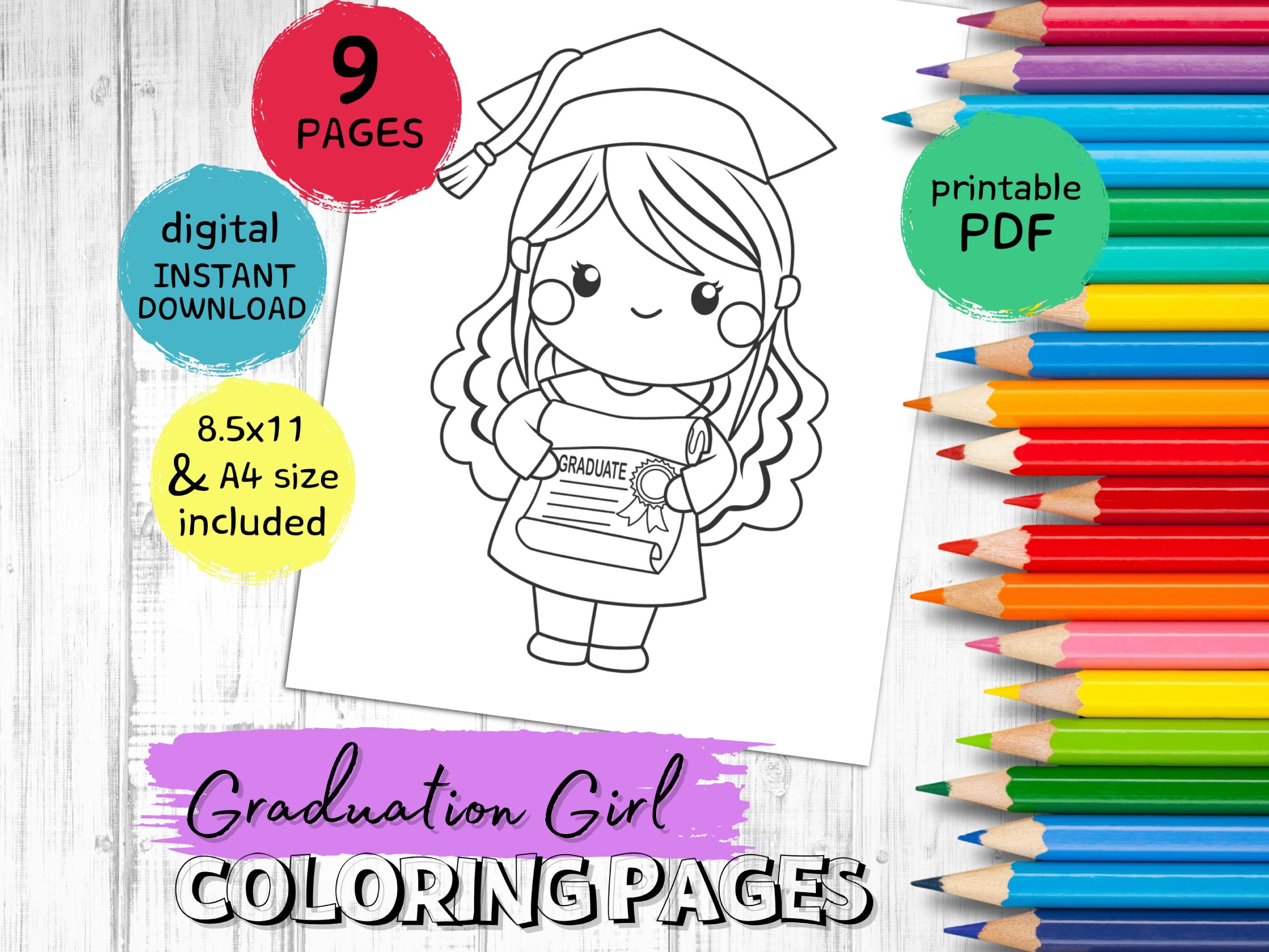 Preschool Graduation Kids Coloring Pages, Kindergarten Graduation ...