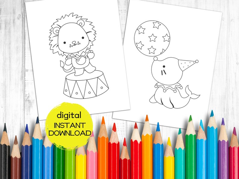 Circus Animals Kids Coloring Pages, Easy Coloring Book Preschool ...