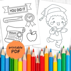 Kindergarten Graduation Kids Coloring Pages, Preschool Activity, End of ...