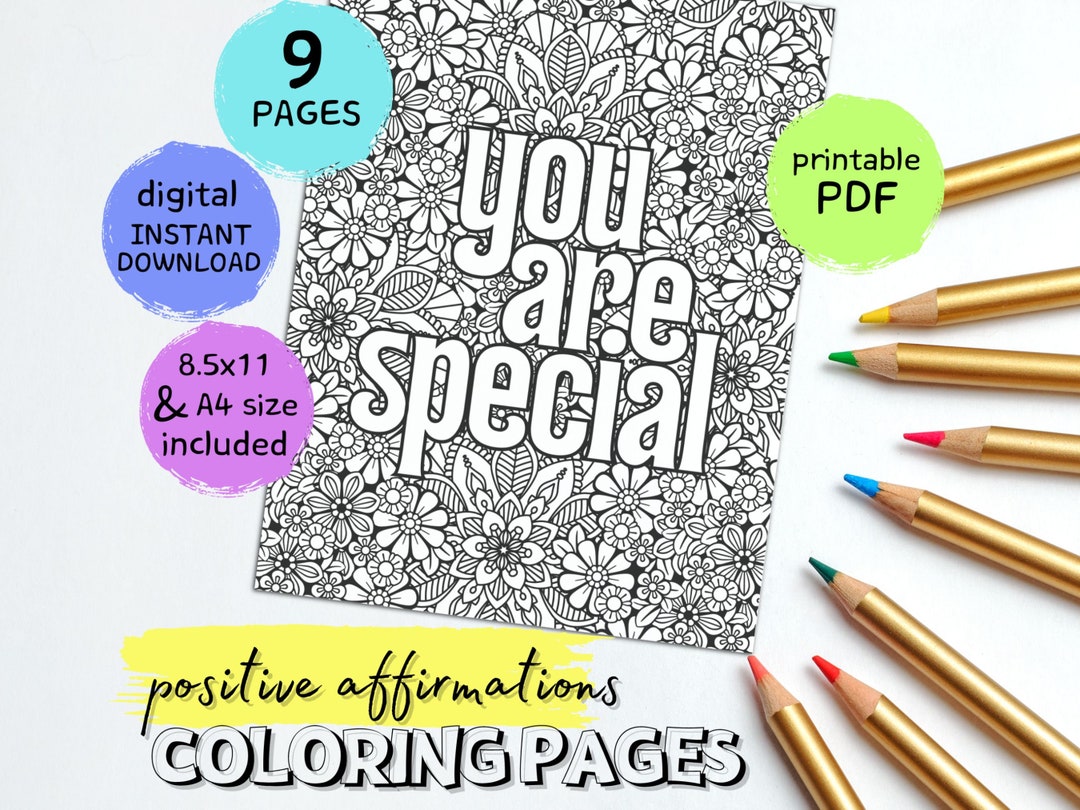 Zentangle Coloring Pages for Adults, Mandala Positive Affirmations ...