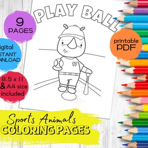 Sports Coloring Pages for Kids, Easy Cute Coloring Sheets, Baseball ...