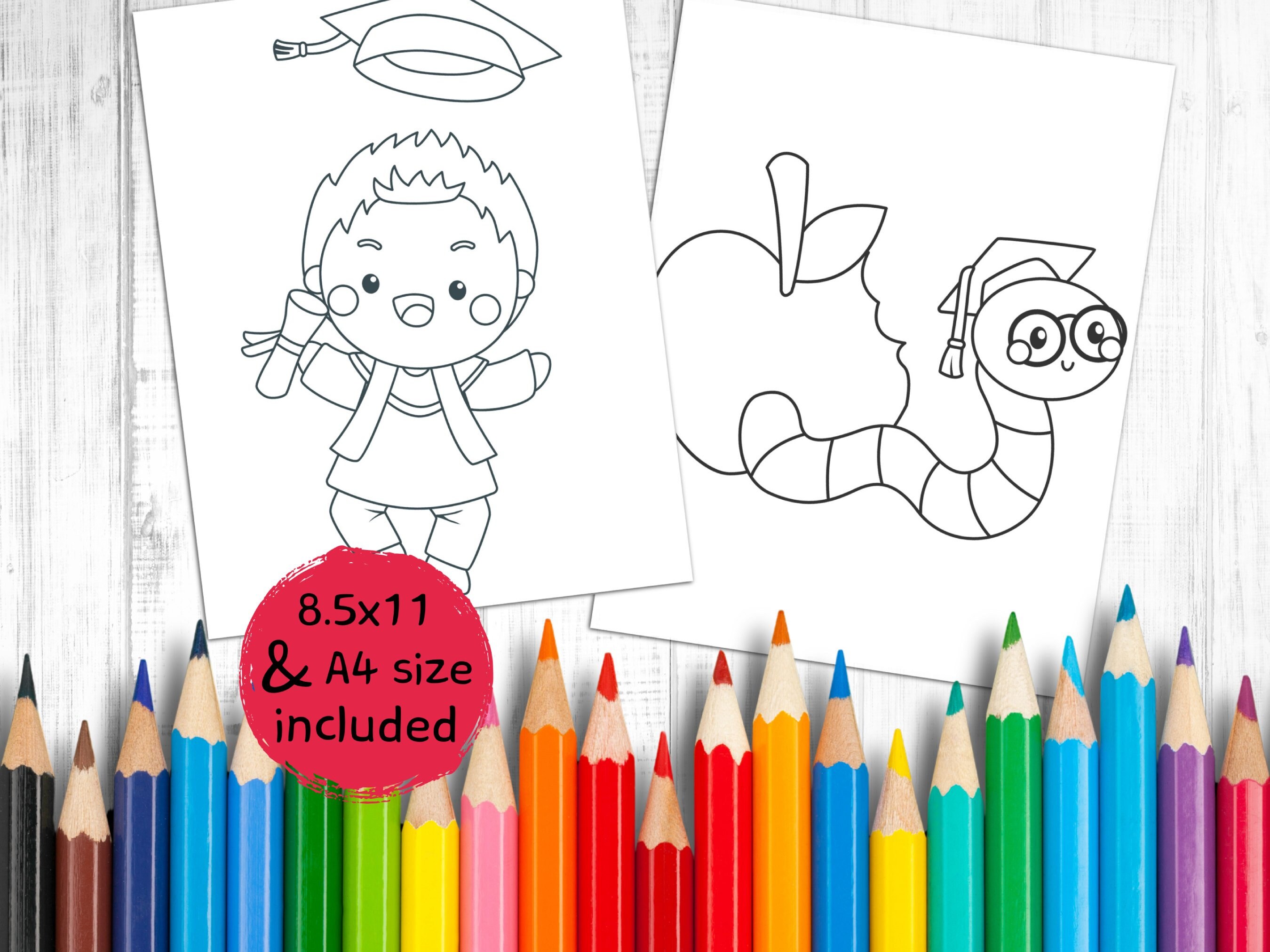 Kindergarten Graduation Kids Coloring Pages, Preschool Activity, End of ...