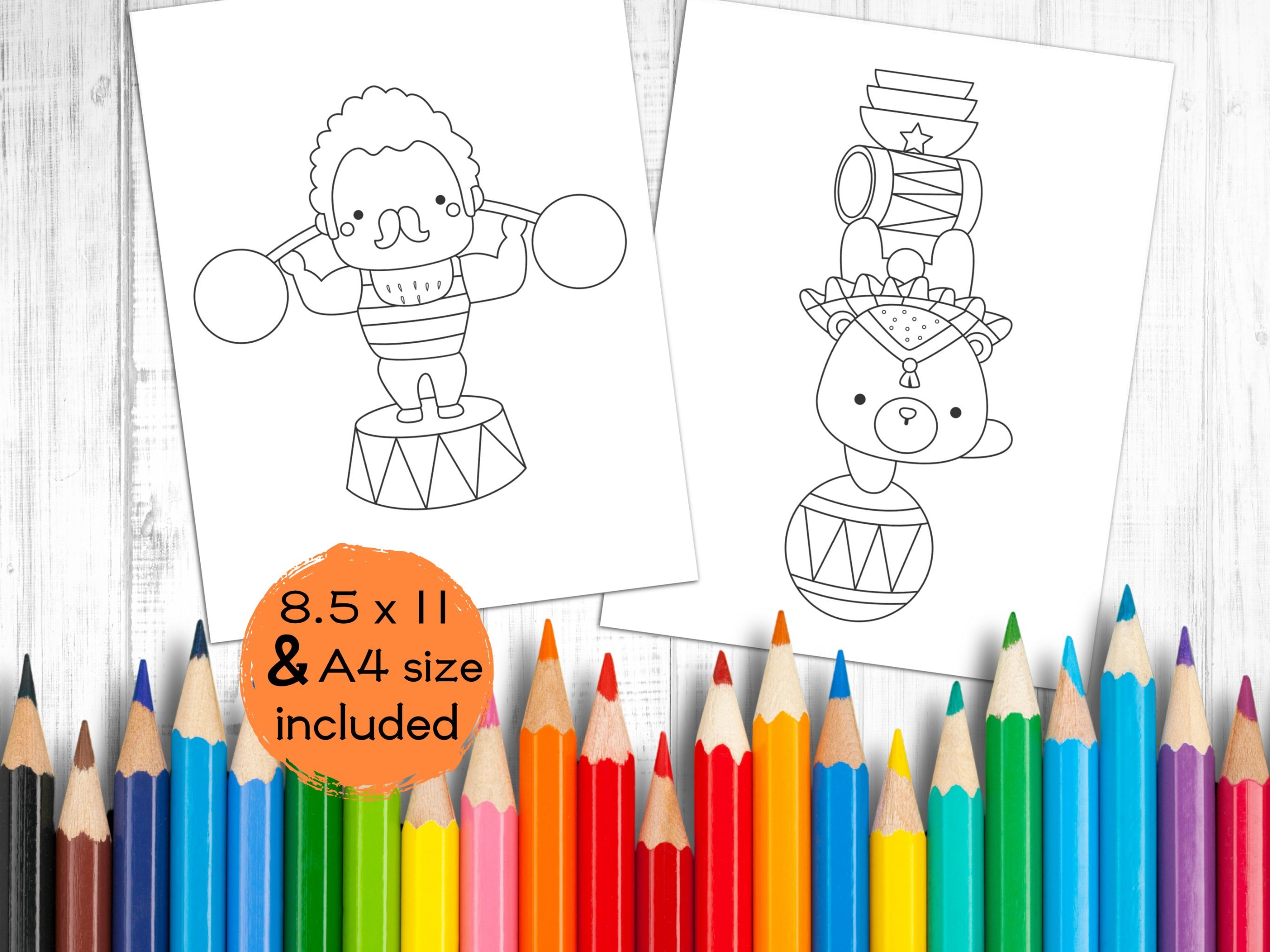Circus Animals Kids Coloring Pages, Easy Coloring Book Preschool ...