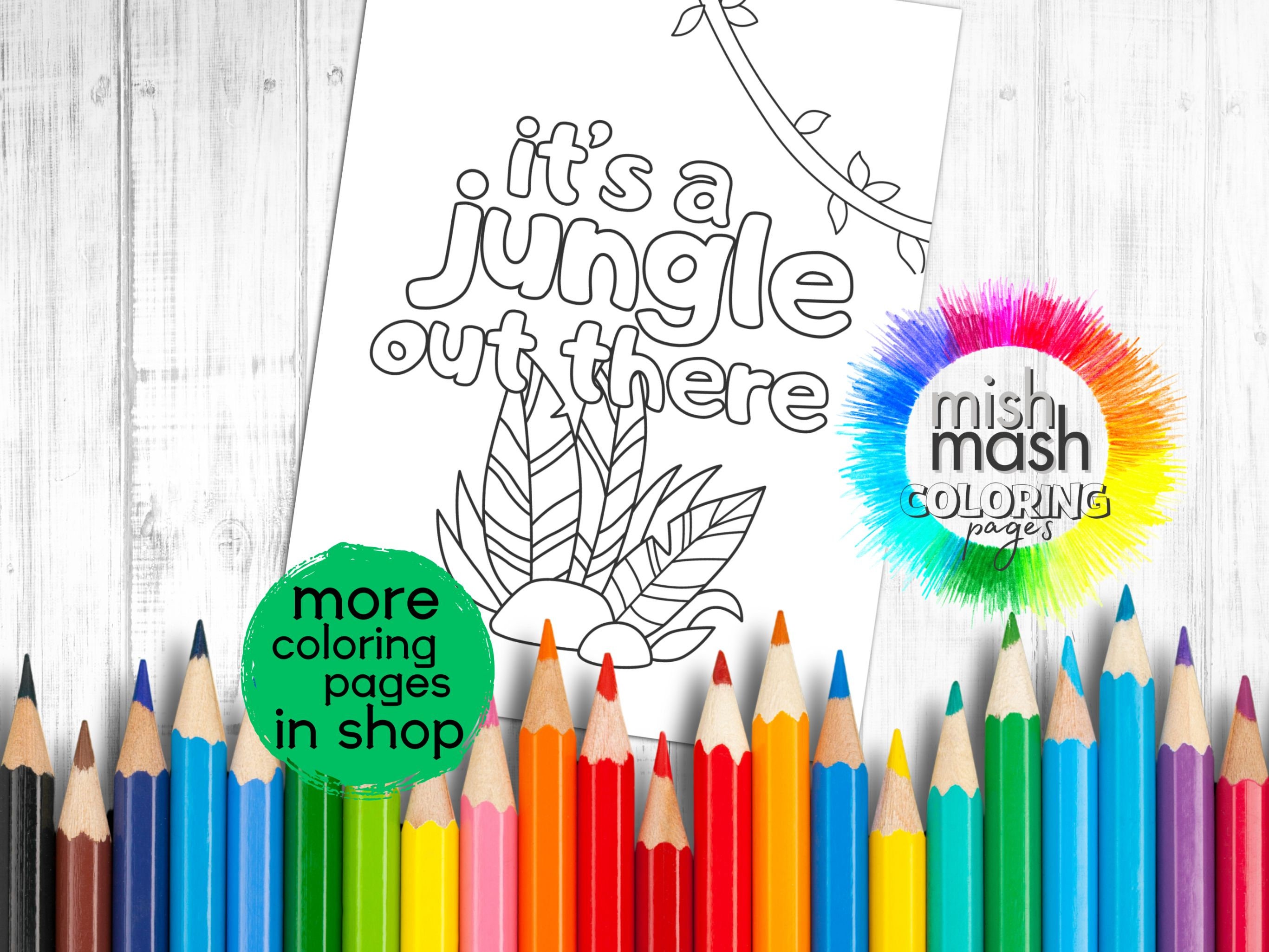 Jungle Animals Coloring Pages for Kids, Easy Coloring Book Safari ...