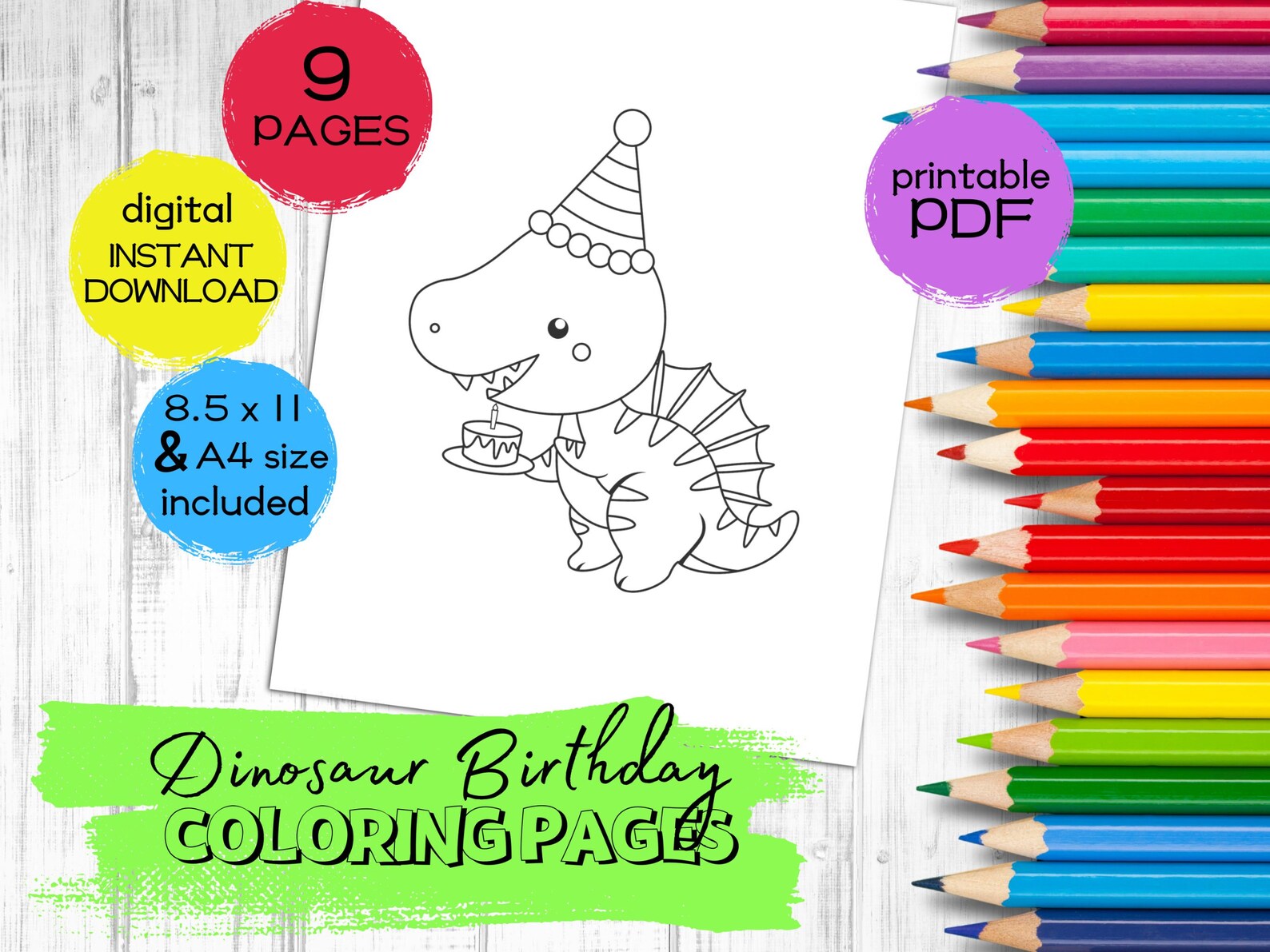 Dinosaur Birthday Coloring Pages for Kids, Happy Birthday Dinosaur ...