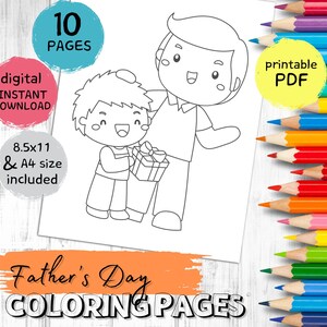 Fathers Day Kids Coloring Pages, Classroom Printable, Kindergarten ...