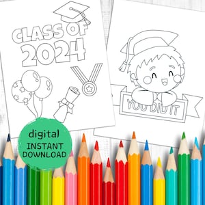 Kindergarten Graduation Kids Coloring Pages, Preschool Activity, End of ...