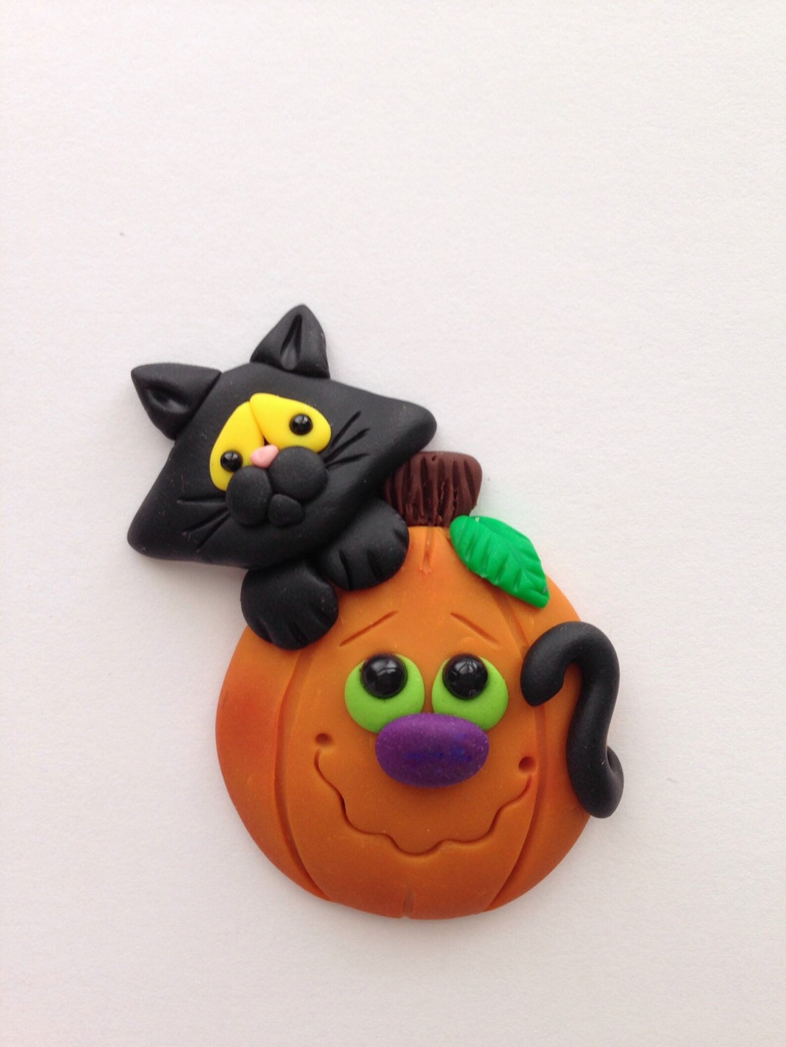 Halloween Black Cat Pumpkin Clay Pin - Etsy