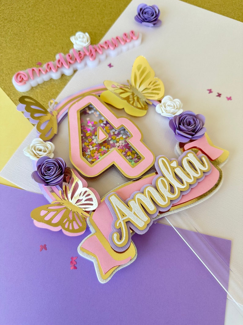 Butterfly Cake Topper Girl Butterfly Birthday Cake Decoration Butterfly ...
