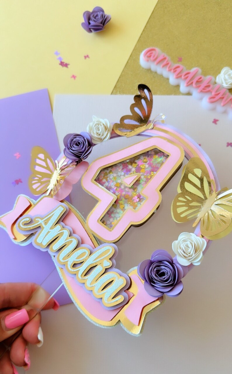 Butterfly Cake Topper Girl Butterfly Birthday Cake Decoration Butterfly ...