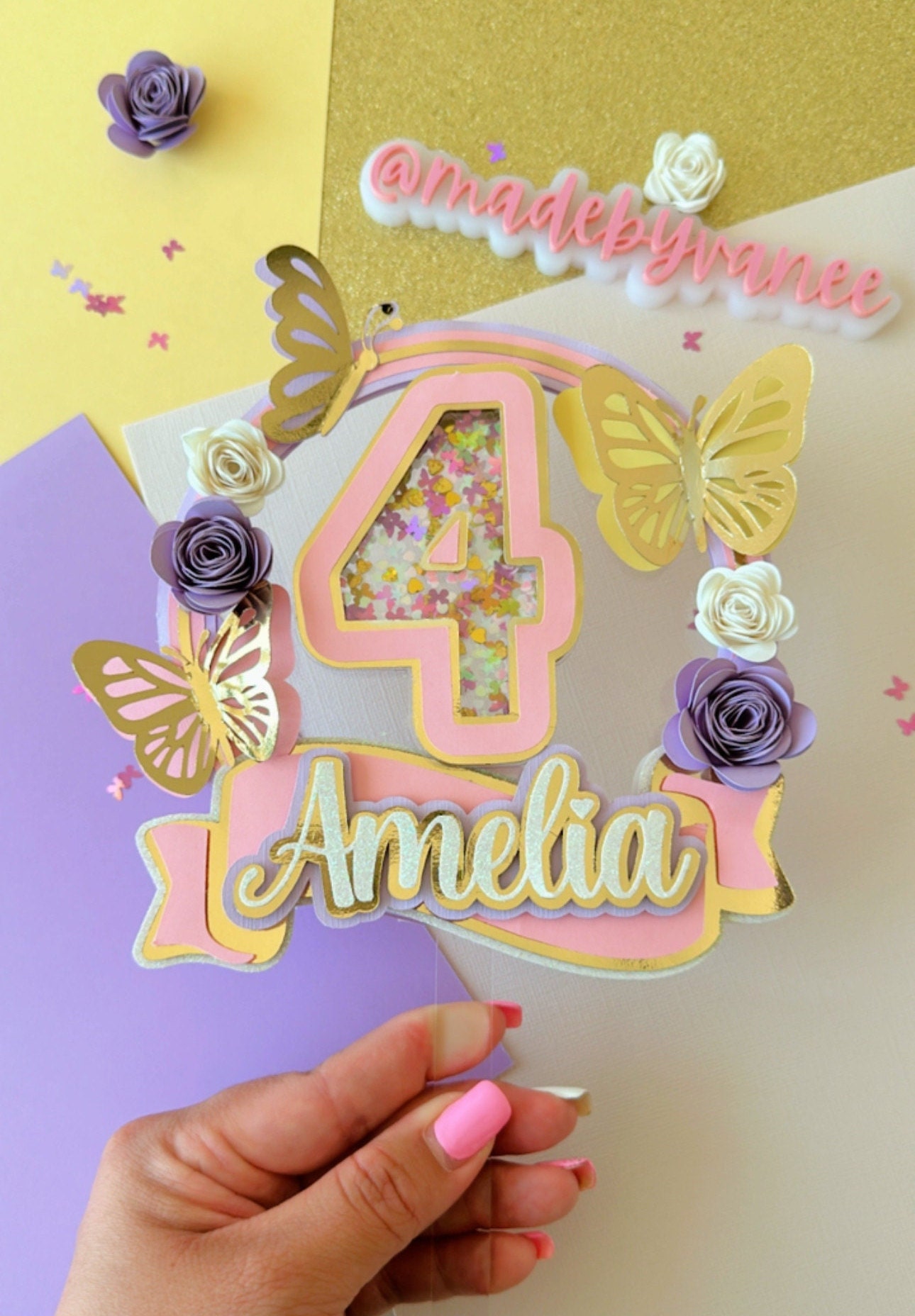 Butterfly Cake Topper Girl Butterfly Birthday Cake Decoration Butterfly ...
