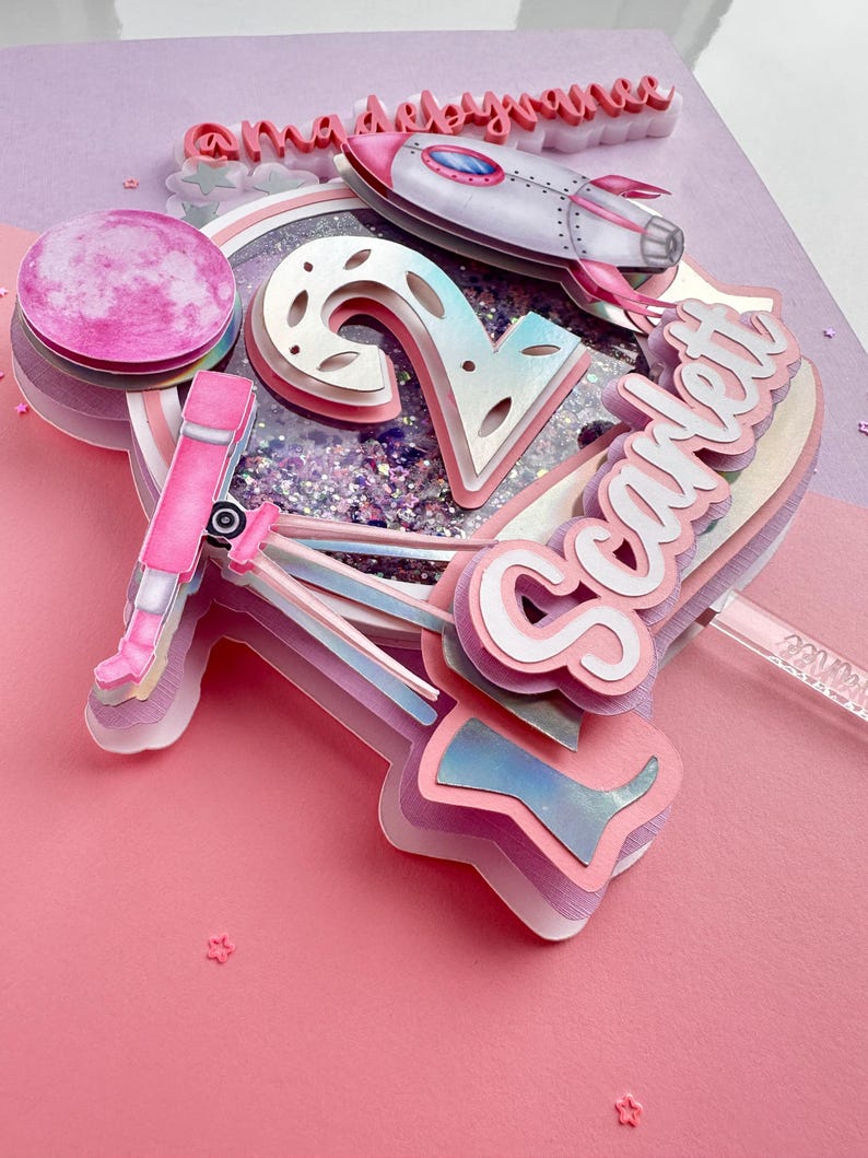 Two the Moon Birthday Cake Topper Two the Moon Party Decor Space Themed ...