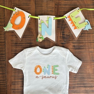 Dinosaur 1st Birthday Party Set: Cake Topper, High Chair Banner - Etsy