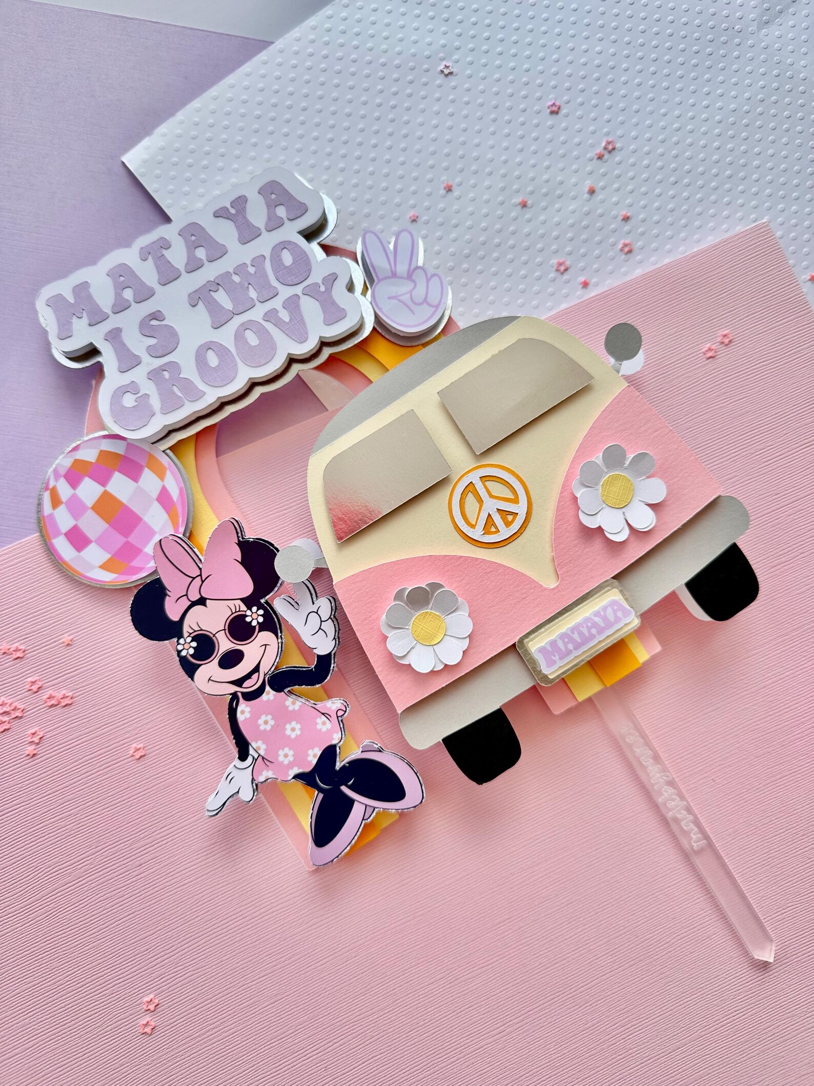 Minnie Groovy Cake Topper Two Groovy Birthday Cake Mouse Girl Party ...