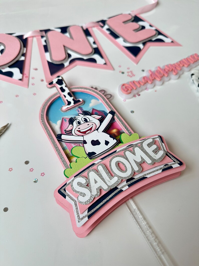 Personalized Cow Cake Topper: Farm Birthday Party Decorations - Etsy