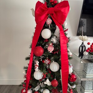 Custom Satin Christmas Tree Bow - Handmade Holiday Decor - Etsy