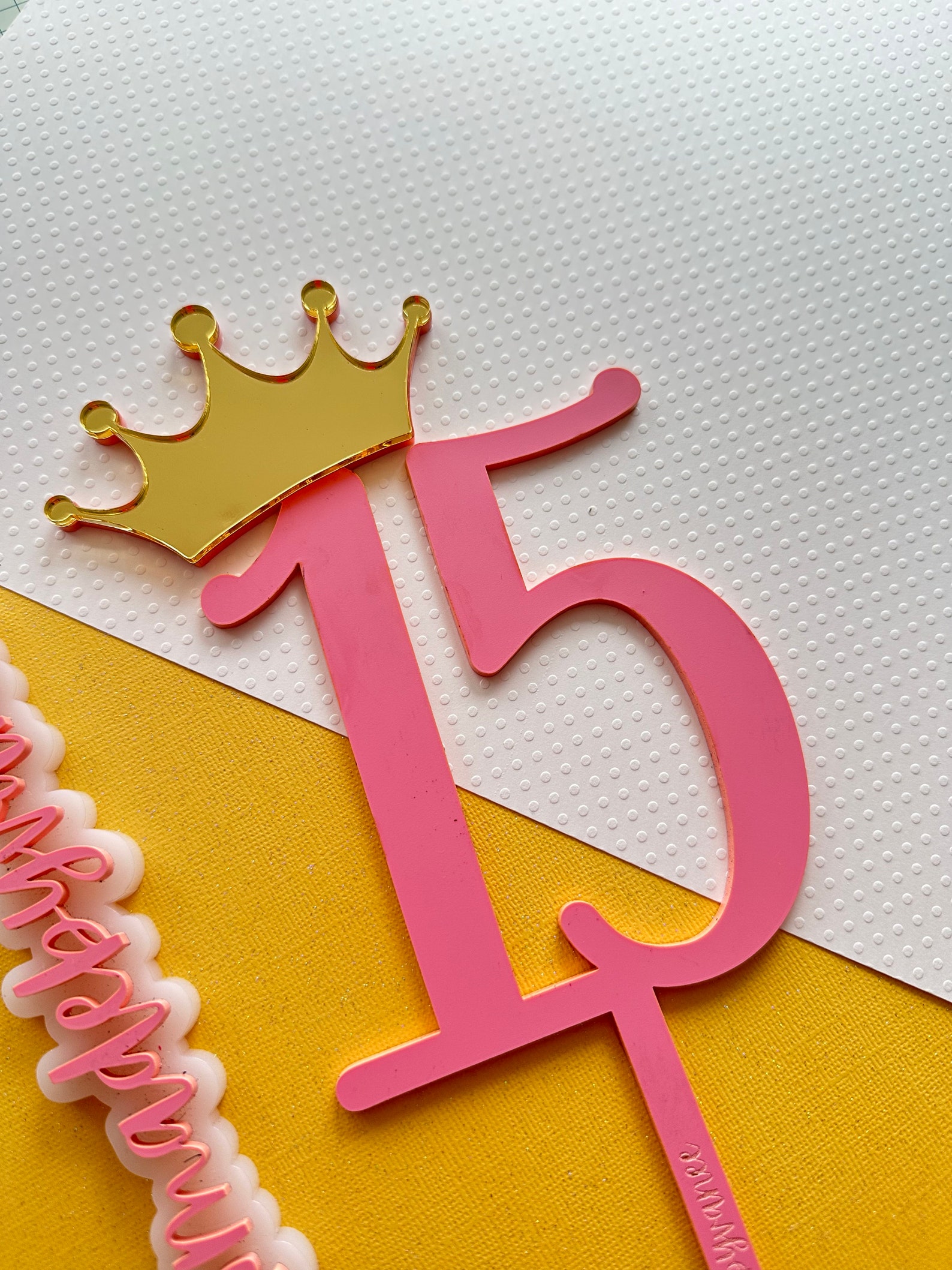 Custom Number Cake Topper With Crown - Acrylic Quinceanera Decoration ...