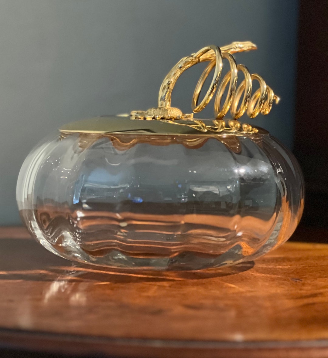 Gorgeous Italian Pumpkin Glass and Brass Candy Vessel - Etsy