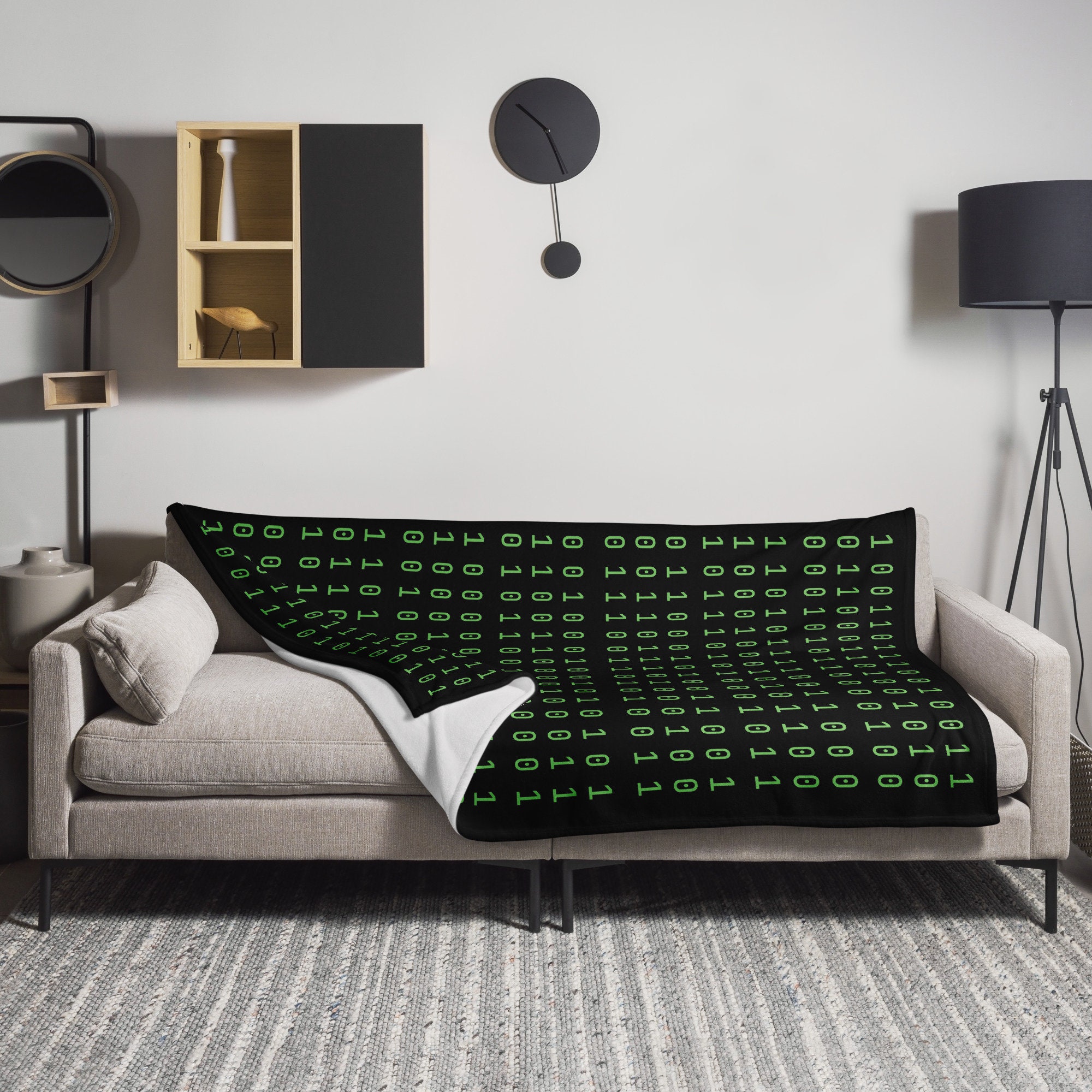Binary Code 1s 0s Neon Green Matrix Hacker Throw Blanket, Funny Gift ...