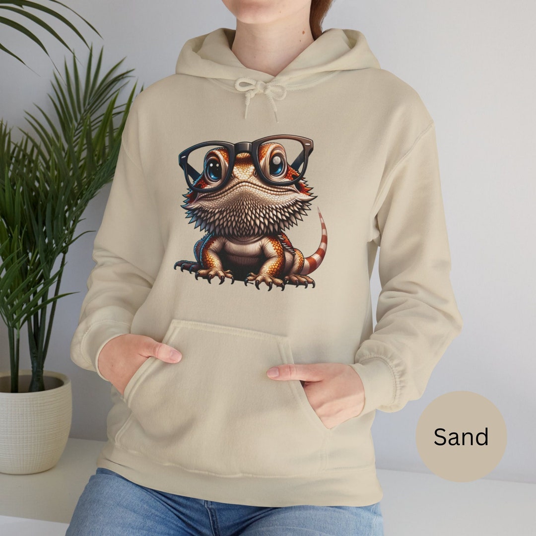 Bearded Dragon Hoodie With Nerdy Glasses Cute Pet Lover Hoodie Perfect ...
