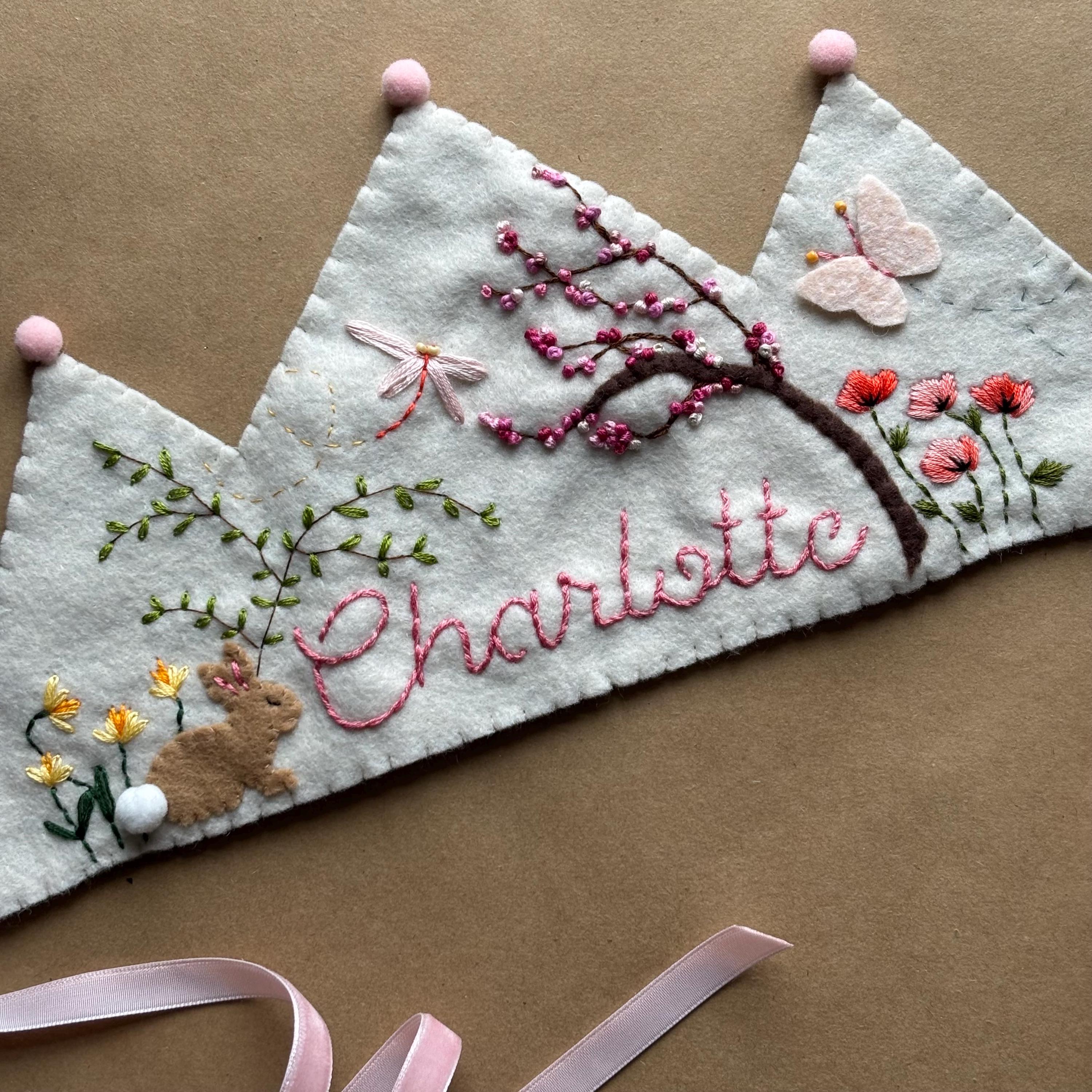 Handmade Embroidered Bespoke Birthday Crown: Custom Felt Name Keepsake ...