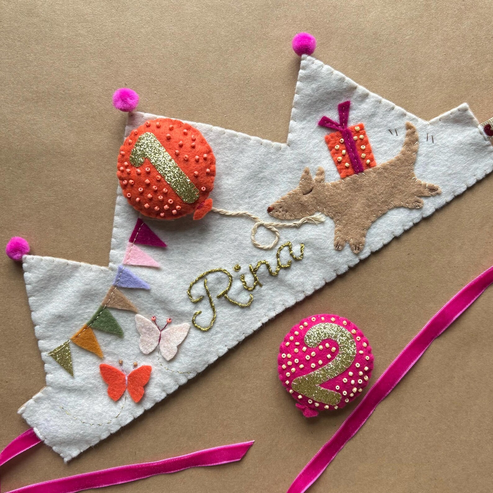 Hand Embroidered Crown for Kids Baby and Toddler Name Crown Custom ...