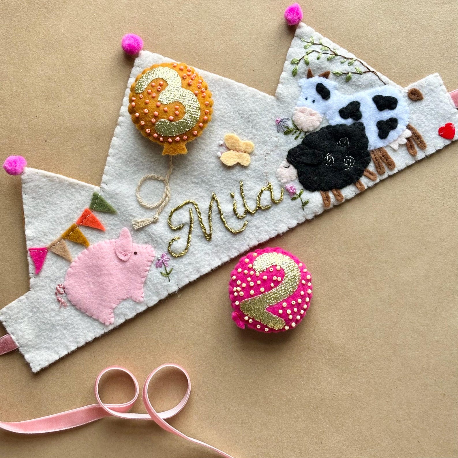 Hand Embroidered Crown for Kids Baby and Toddler Name Crown Custom ...