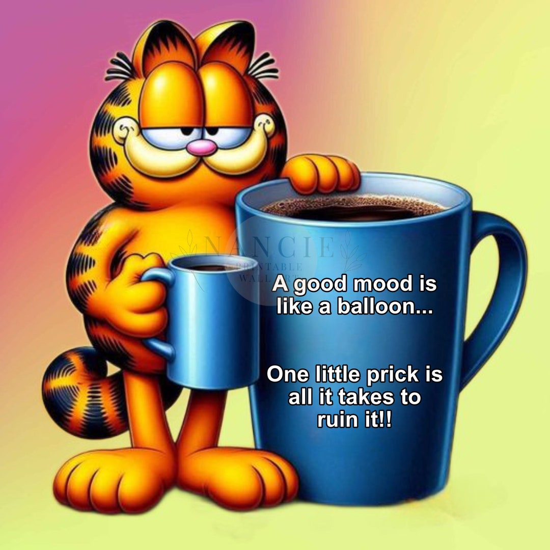 Orange Coffee Cat Wall Art, Coffee Bean Cat Wall Art, Printable Cat ...