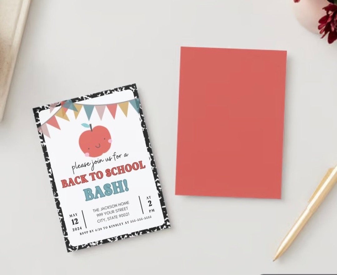 Back to School Party Invitation, Custom Kids End of Summer Party Invite ...