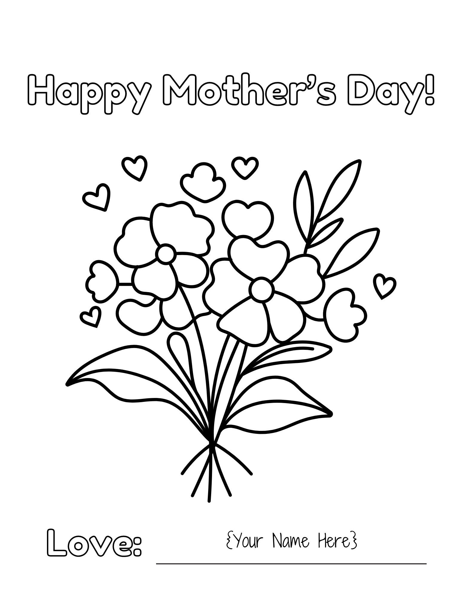 Happy Mother's Day Coloring Page Card Download - Etsy