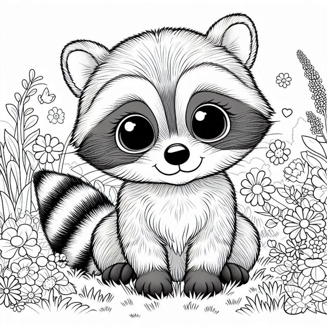 Baby Raccoon Coloring Book: 100 Pages Plus Bonus (digital Download) - Etsy
