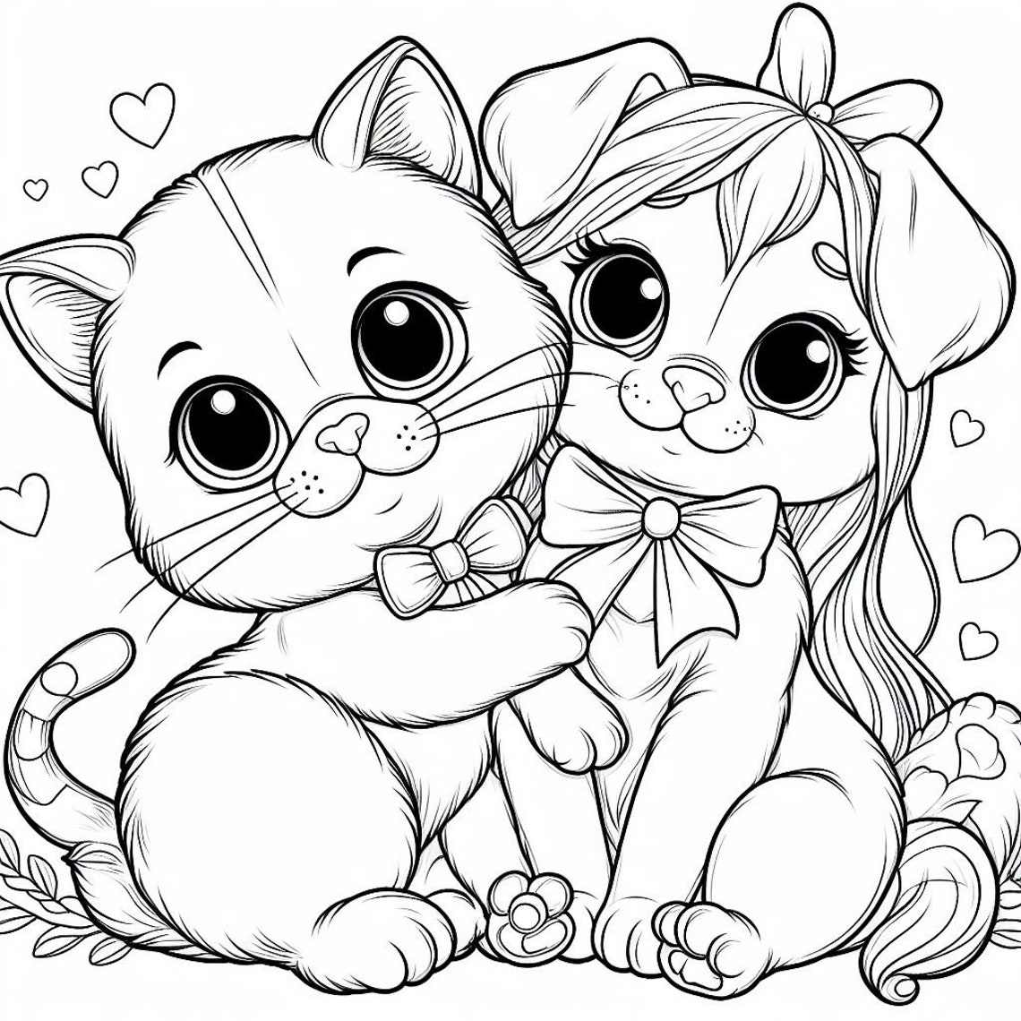 Puppies and Kittens Coloring Book: 104 Pages (digital Download) - Etsy