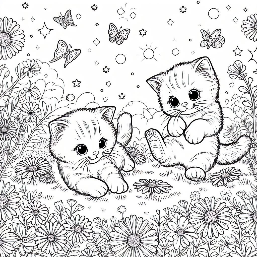 Puppies and Kittens Coloring Book, 104 Printable Dog and Cat Coloring ...