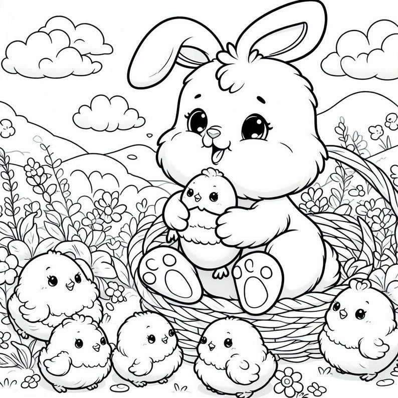 30 Coloring Pages of Precious Furry Little Bunnies Plus 3 Bonus Pages ...