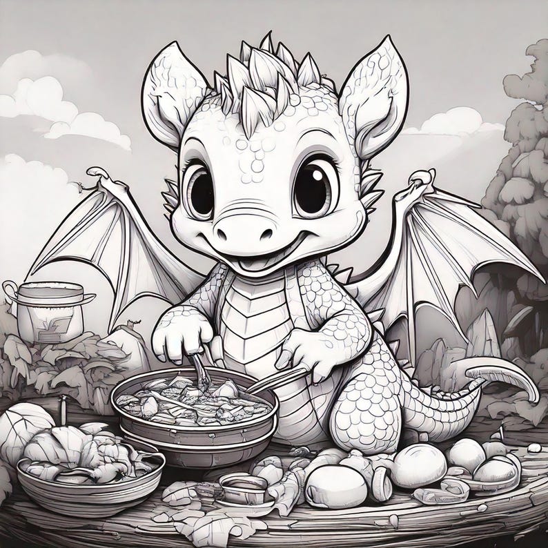 Thankgiving Baby Dragons Coloring Pages | Cute Baby Dragon Printables ...
