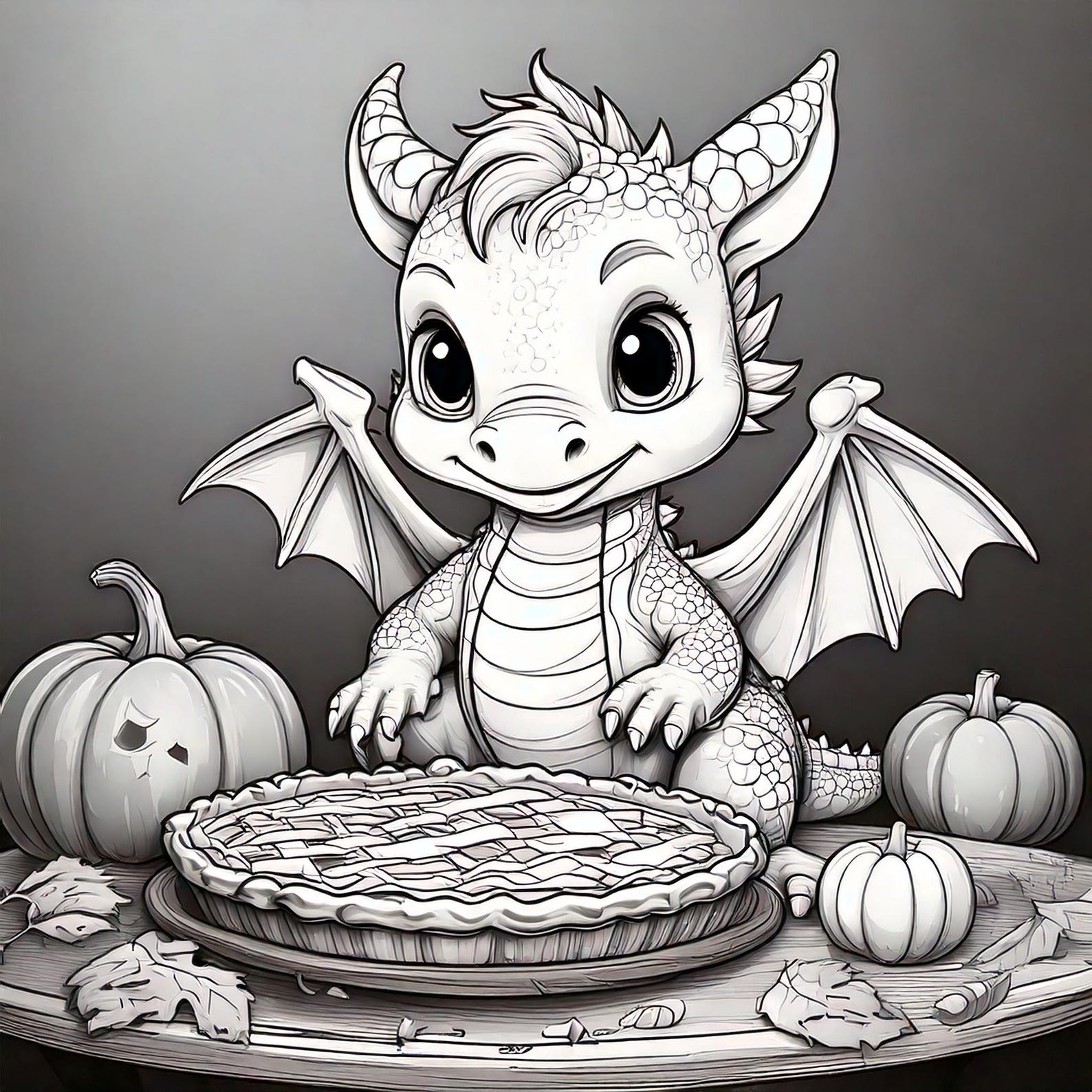 Thankgiving Baby Dragons Coloring Pages | Cute Baby Dragon Printables ...