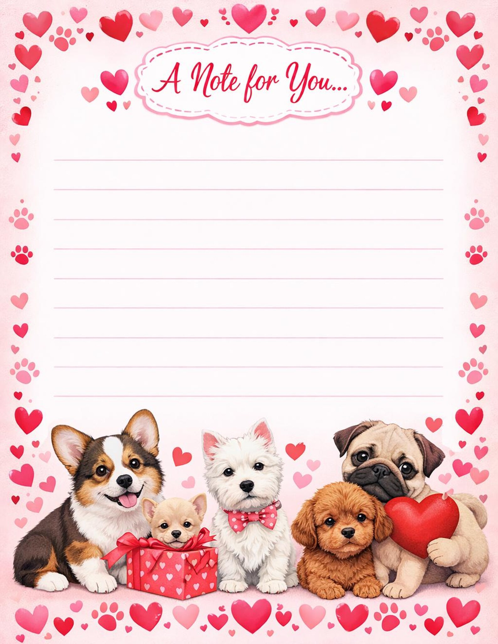 BUNDLE: Valentine Pet Love Notes | Furry Babies Stationery (2 PDF Set ...