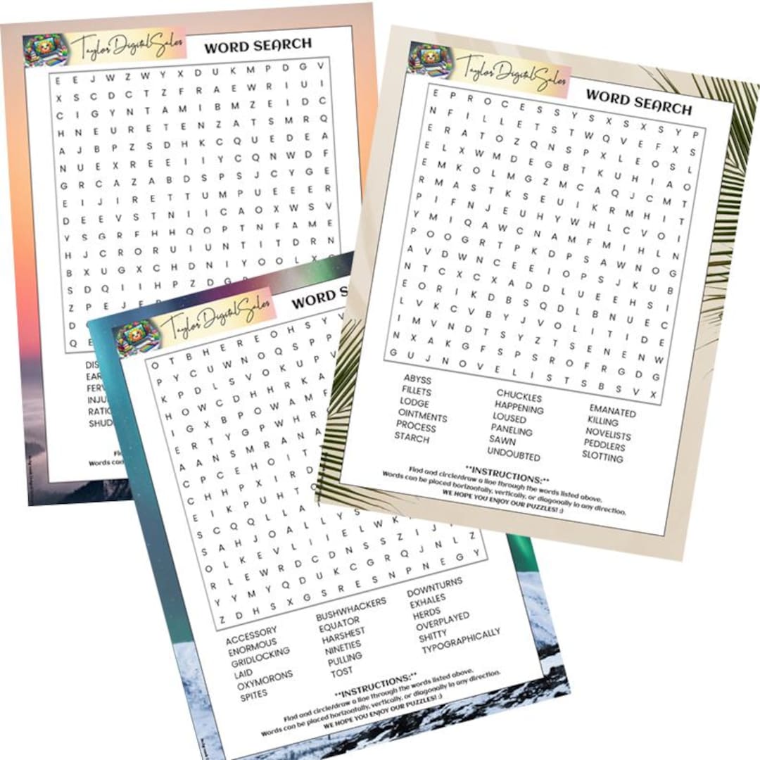 50 Beautiful Printable Find A Word / Word Search Puzzles With 2 BONUS ...