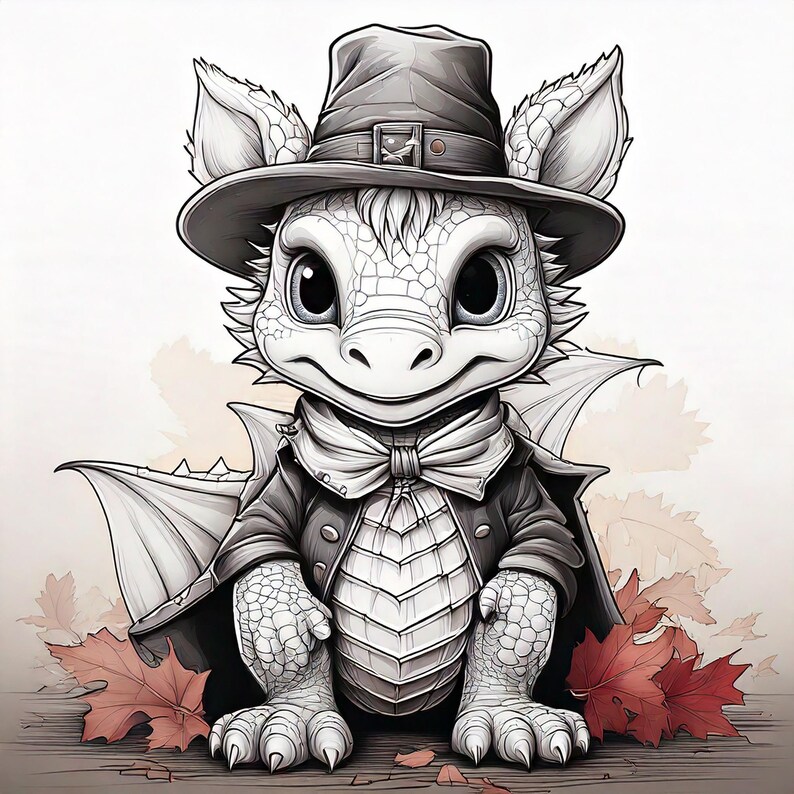 Thankgiving Baby Dragons Coloring Pages | Cute Baby Dragon Printables ...