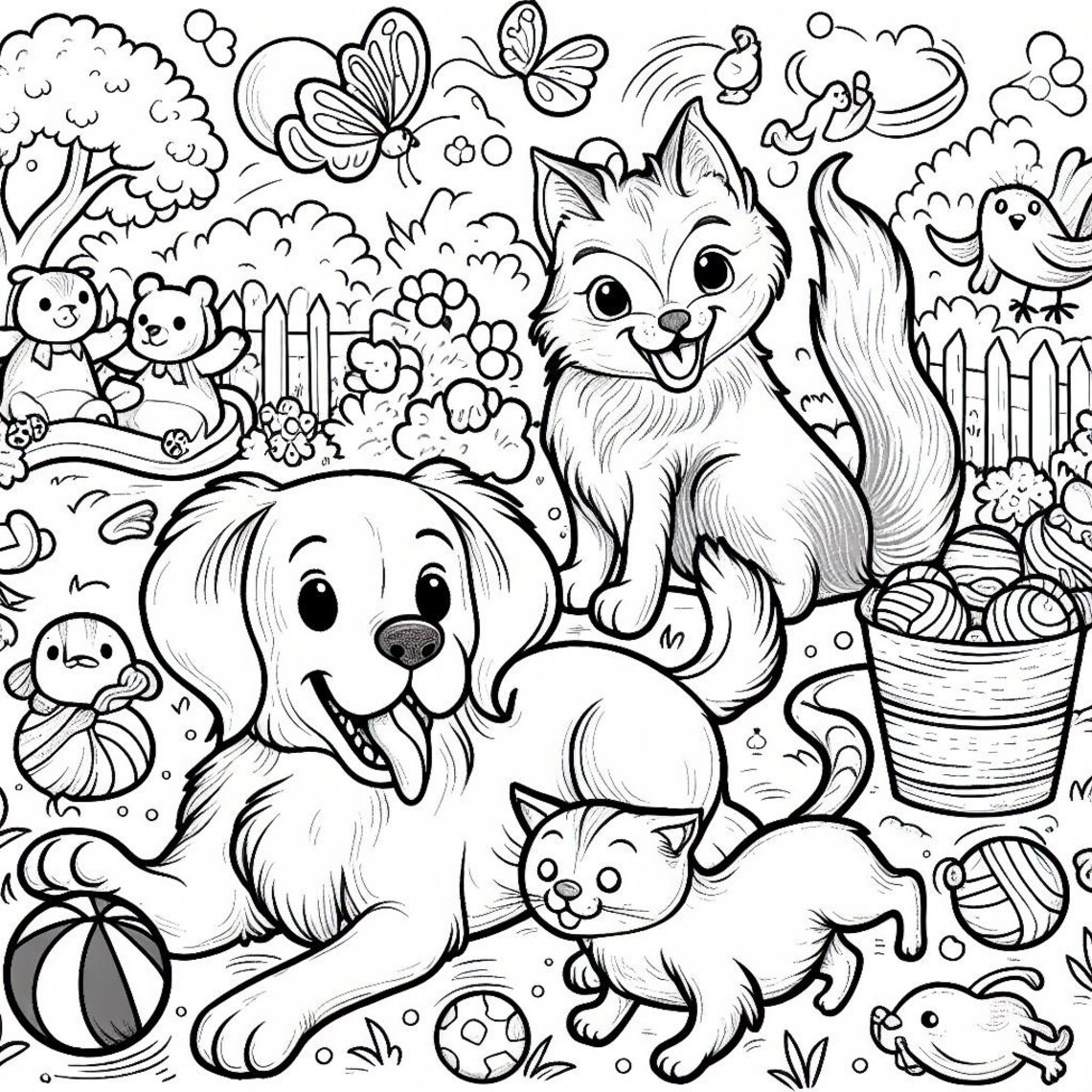 7 Pages of Puppies and Kittens Coloring Book 01 - Etsy