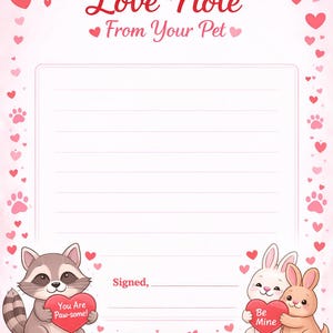 BUNDLE: Valentine Pet Love Notes | Furry Babies Stationery (2 PDF Set ...