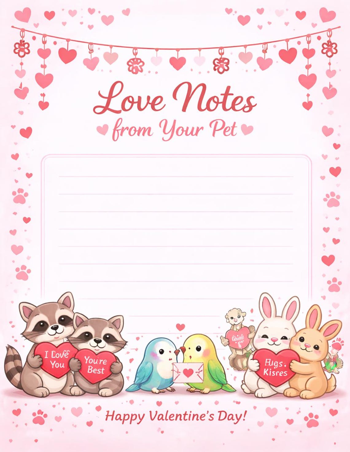 BUNDLE: Valentine Pet Love Notes | Furry Babies Stationery (2 PDF Set ...